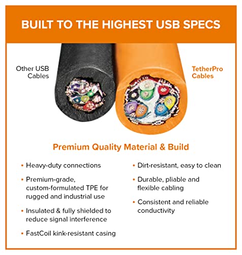 Tether Tools TetherPro USB-C to USB 3.0 Micro-B Right Angle Cable | for Fast Transfer and Connection Between Camera and Computer | High Visibility Orange | 15 Feet (4.6 m)