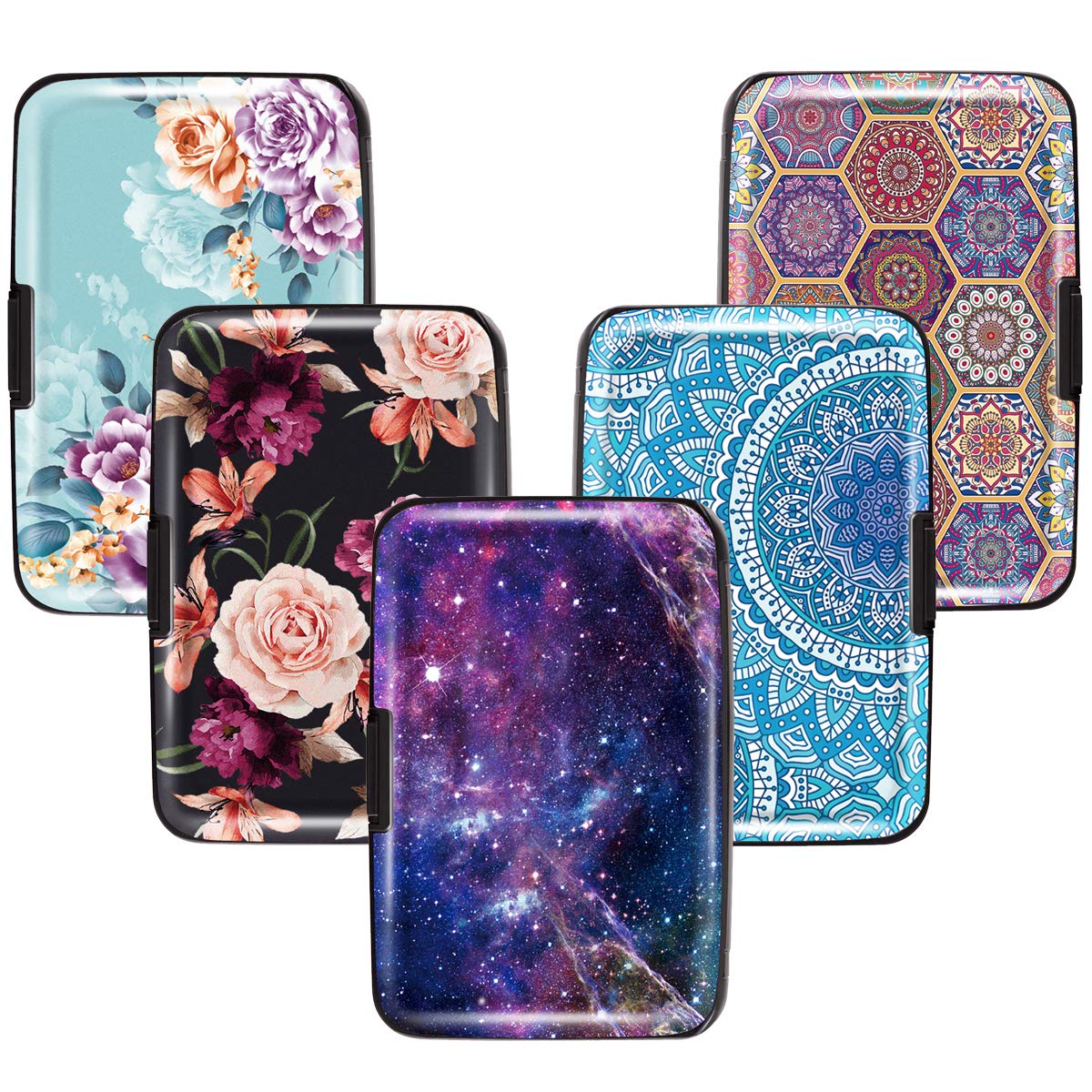 Coco Rossi Mini Credit Card Holder for Women,RFID Blocking Slim Hard Card Case ID Case Travel Wallet Nebula
