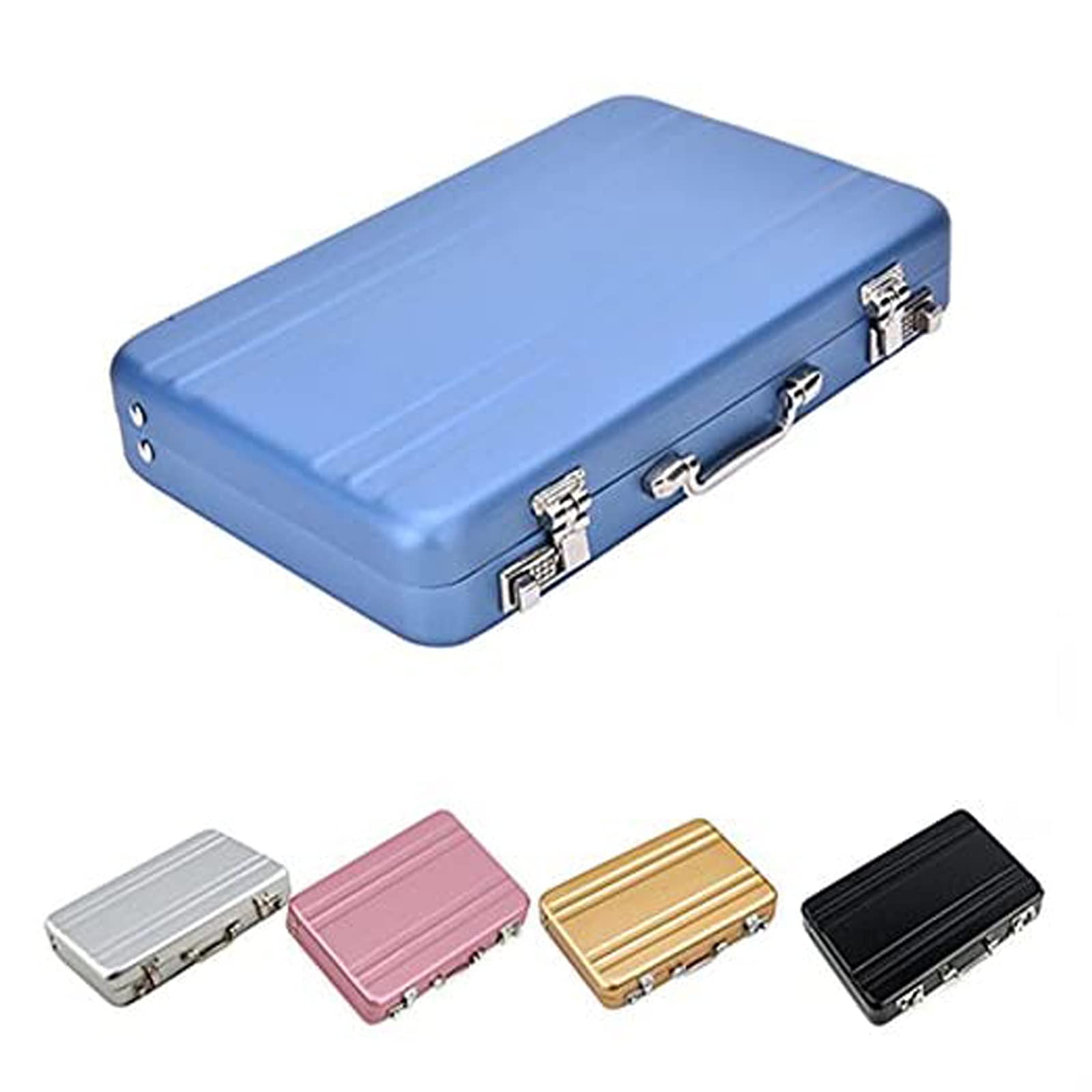 Kangsanli Metal Mini Briefcase Card Holder Case Box,Business Card Organizer for Man and Woman,Card Case Id Holders Luxury Credit Card Holder(Blue)