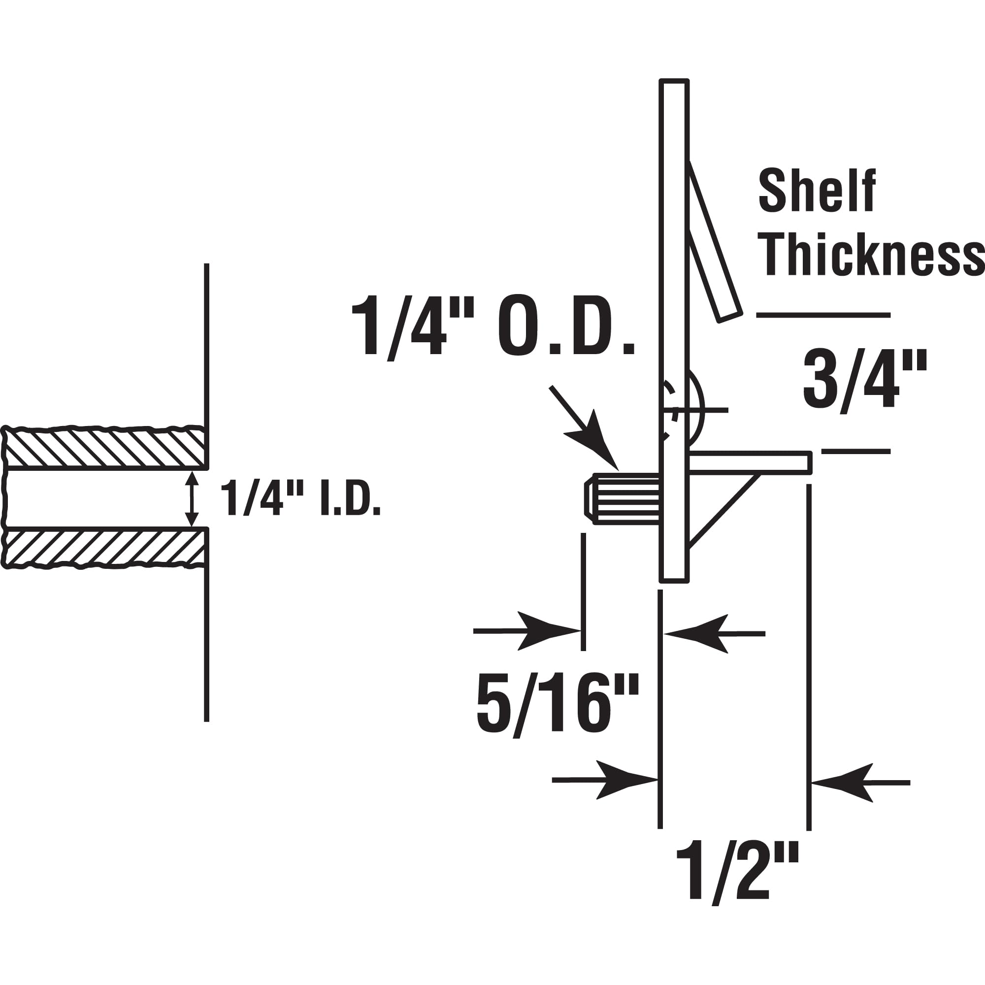 Prime-Line U 9398N Self-Locking Shelf Support Pegs, 1/4 In. Peg x 3/4 In. Shelf, Plastic (4 Pack)