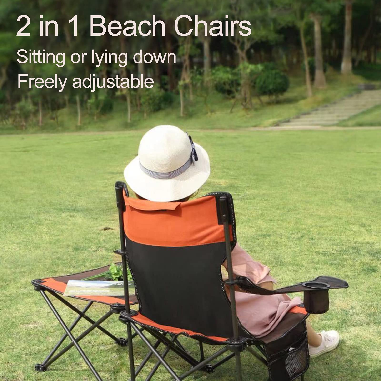 apollo walker Folding Camp Chairs Beach Chairs for Adults 2 in 1 Portable Sun Chairs Lightweight Mesh Lounger Chair with Carry Bag,for Outdoor,Fishing,Beach,Picnics