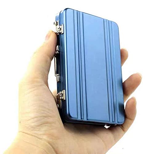 Kangsanli Metal Mini Briefcase Card Holder Case Box,Business Card Organizer for Man and Woman,Card Case Id Holders Luxury Credit Card Holder(Blue)