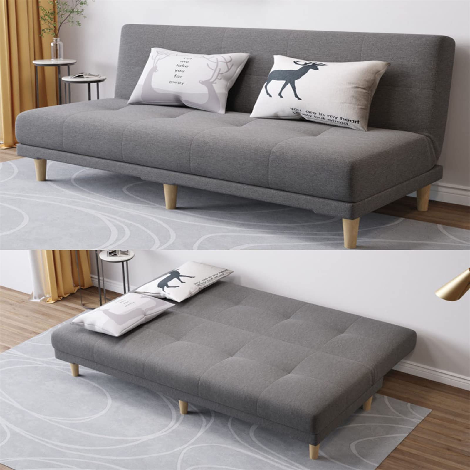 JHKZUDG Convertible Chair Bed, 3 Angles Adjustable Back,Sleeper Sofa with Adjustable Backrest, 4-in-1 Folding Floor Couch,for Dorm, Guest Room,Beige,120 × 61 × 75cm