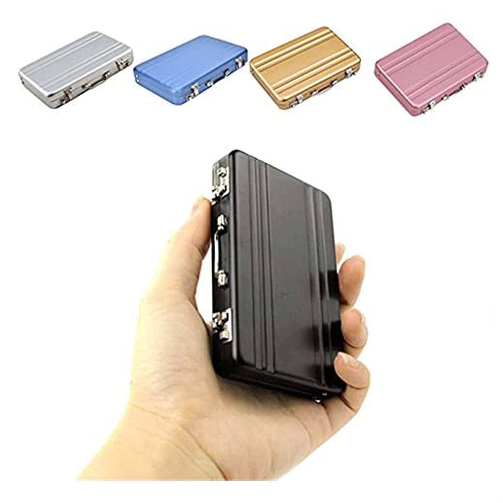 Kangsanli Metal Mini Briefcase Card Holder Case Box,Business Card Organizer for Man and Woman,Card Case Id Holders Luxury Credit Card Holder(Blue)