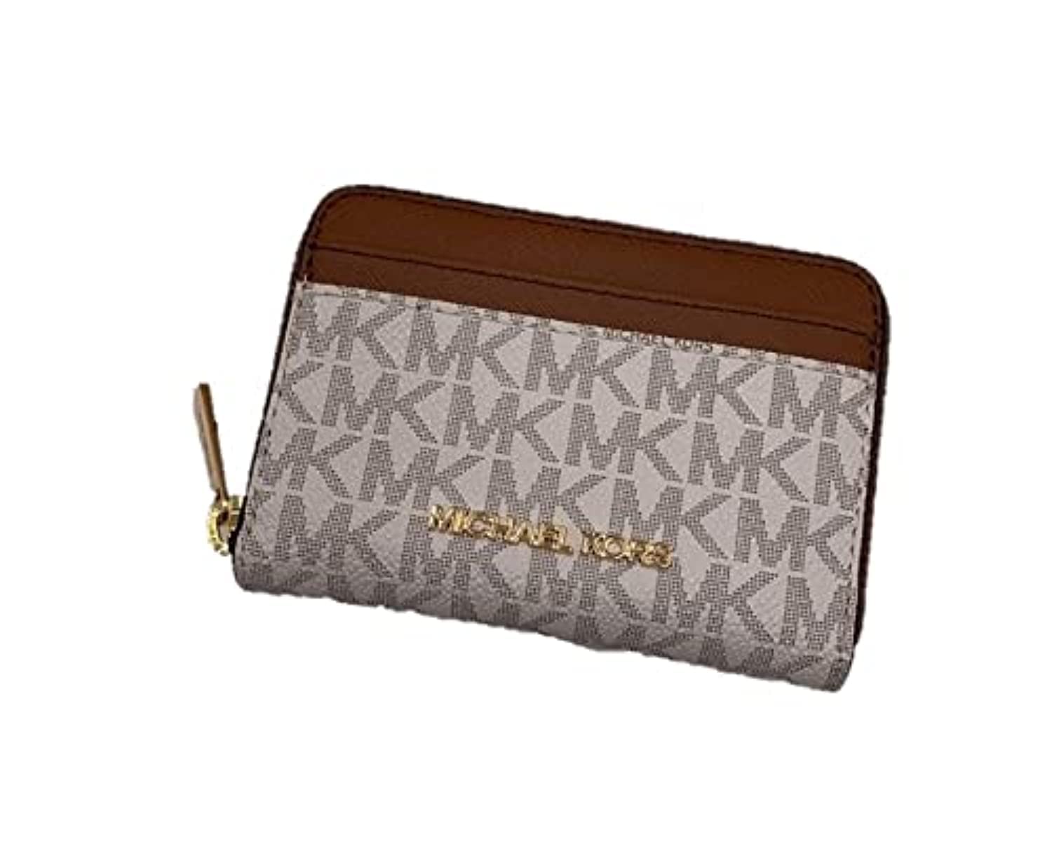 Michael Kors unisex Jet Set Travel Medium Zip Around Card Case (Vanilla/Luggage)