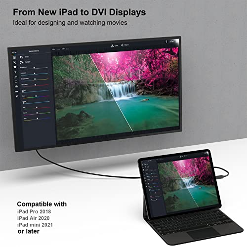 USB C to DVI Cable, Benfei USB Type-C to DVI Cable [Thunderbolt 3] Compatible for MacBook Pro 2019/2018/2017, Samsung Galaxy S9/S8, Surface Book 2, Dell XPS 13/15, Pixelbook and More - 6 Feet
