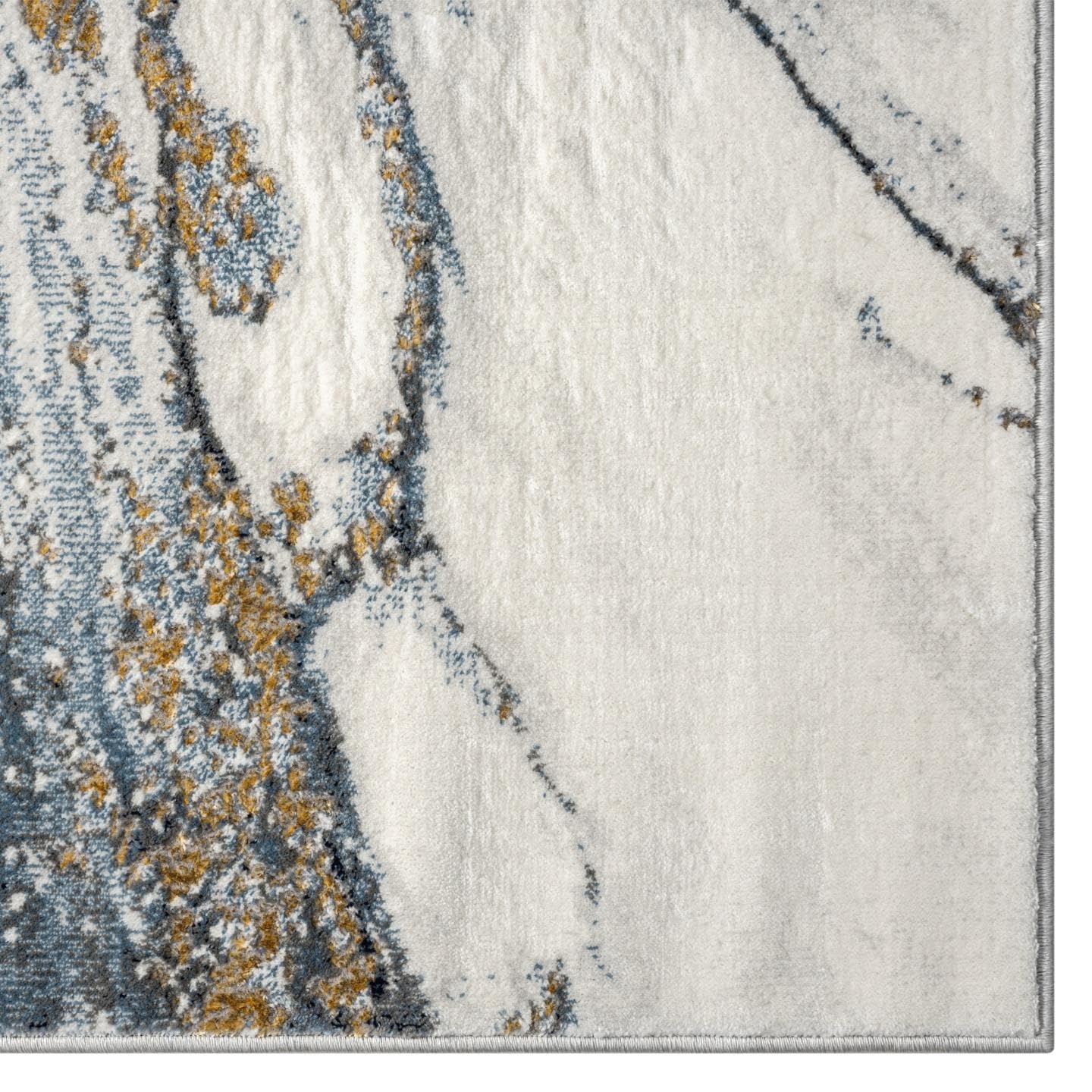 LUXE WEAVERS Marble Effect Abstract Blue 8x10 Area Rug
