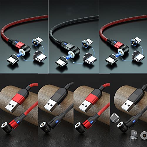 Bojianxin 540° Rotation Magnetic Charging Cable(7-Pack, 1.6ft/3.3ft/3.3ft/6.6ft/6.6ft/10ft/10ft) Magnetic USB Cable, 3 in 1 Magnetic Phone Charger Compatible with Micro USB, Type C etc