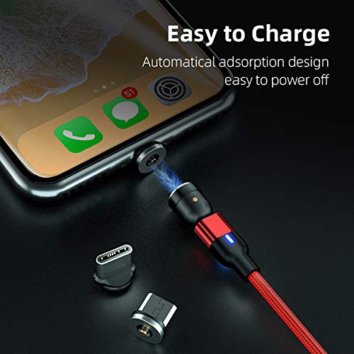 Bojianxin 540° Rotation Magnetic Charging Cable(7-Pack, 1.6ft/3.3ft/3.3ft/6.6ft/6.6ft/10ft/10ft) Magnetic USB Cable, 3 in 1 Magnetic Phone Charger Compatible with Micro USB, Type C etc
