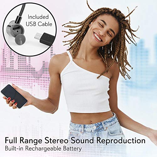 Pyle in Ear Wireless Bluetooth Headphones - Waterproof Black Cordless Sports Earbuds Headset Earphones, Ear Buds Wireless Headphones w/Microphone for Audio Video Running Gym Workout Gaming PSWPHP43