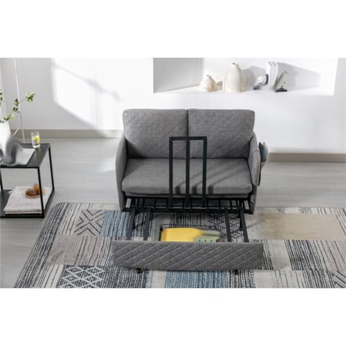 WALNUT Convertible Sleeper Sofa Bed, Velvet Loveseat Couch with Pull Out Bed, Small Sofa Bed with Headboard