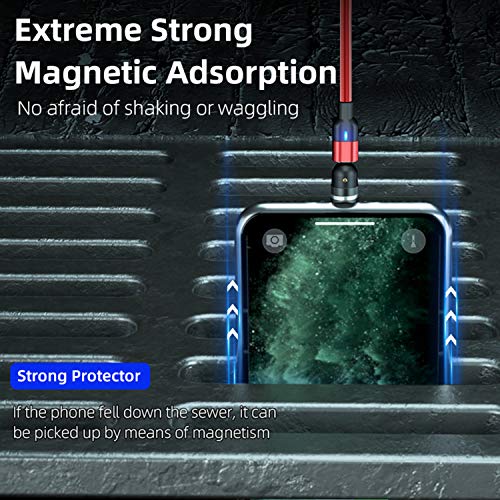 Bojianxin 540° Rotation Magnetic Charging Cable(7-Pack, 1.6ft/3.3ft/3.3ft/6.6ft/6.6ft/10ft/10ft) Magnetic USB Cable, 3 in 1 Magnetic Phone Charger Compatible with Micro USB, Type C etc