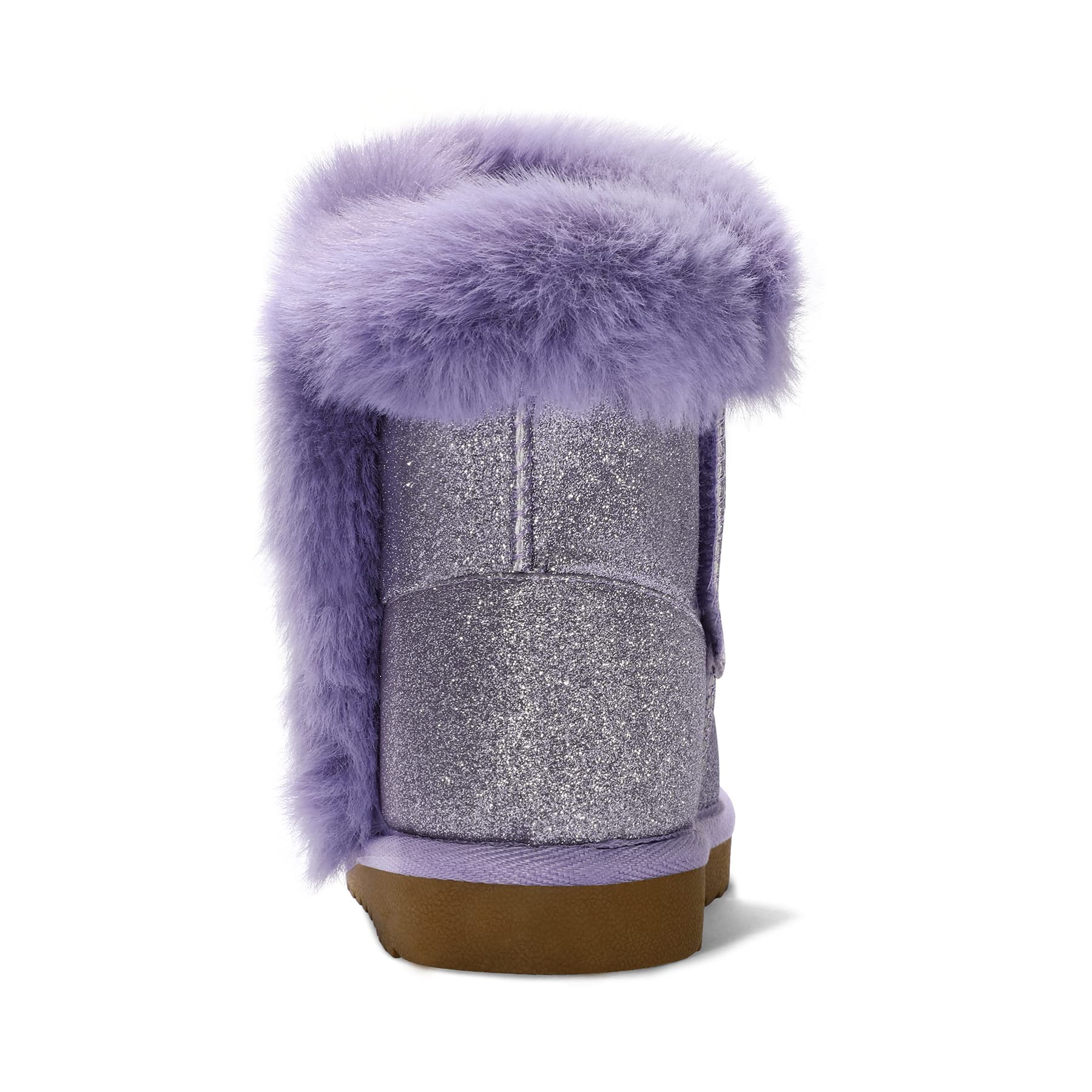 K KomForme Girls Snow Boots Warm Fur Lined Glitter Strap Winter Shoes Lightweight with Hook-and-loop(Toddler/Little Kids/Big Kids)