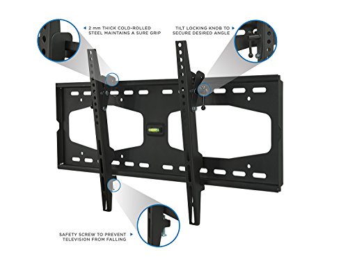 Mount-It! Slim Tilting TV Wall Mount Bracket for 32-55 Inch Samsung, Sony, Vizio, LG, Sharp TVs with Low Profile Design up to VESA 600x400mm, Black