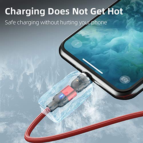 Bojianxin 540° Rotation Magnetic Charging Cable(7-Pack, 1.6ft/3.3ft/3.3ft/6.6ft/6.6ft/10ft/10ft) Magnetic USB Cable, 3 in 1 Magnetic Phone Charger Compatible with Micro USB, Type C etc