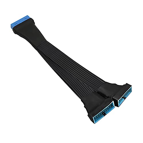 GINTOOYUN USB 3.0 Header Extension Cable, 19/20 Pin 1 to 2 Y Splitter Internal Extension Adapter DIY(5.9 inch)