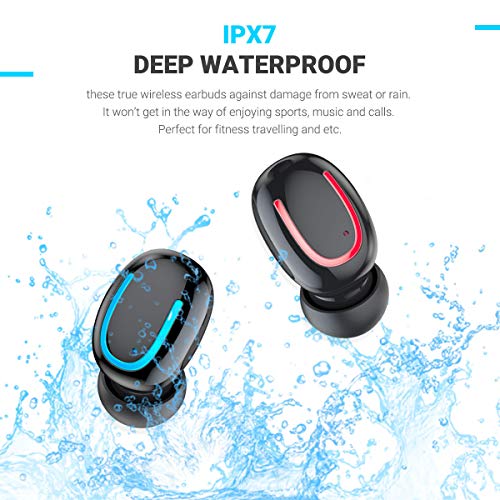 CUIZI Wireless Earbuds Bluetooth Headphones,5.0 HD Stereo Sound Wireless Headset, IPX7 Waterproof Headphones Built-in Mic, Noise Canceling,Long Playtime, with Charging Case