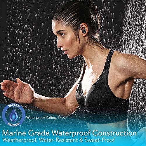 Pyle in Ear Wireless Bluetooth Headphones - Waterproof Black Cordless Sports Earbuds Headset Earphones, Ear Buds Wireless Headphones w/Microphone for Audio Video Running Gym Workout Gaming PSWPHP43