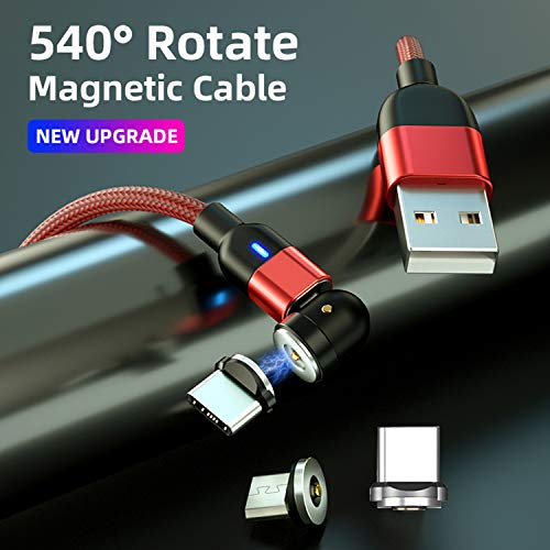 Bojianxin 540° Rotation Magnetic Charging Cable(7-Pack, 1.6ft/3.3ft/3.3ft/6.6ft/6.6ft/10ft/10ft) Magnetic USB Cable, 3 in 1 Magnetic Phone Charger Compatible with Micro USB, Type C etc