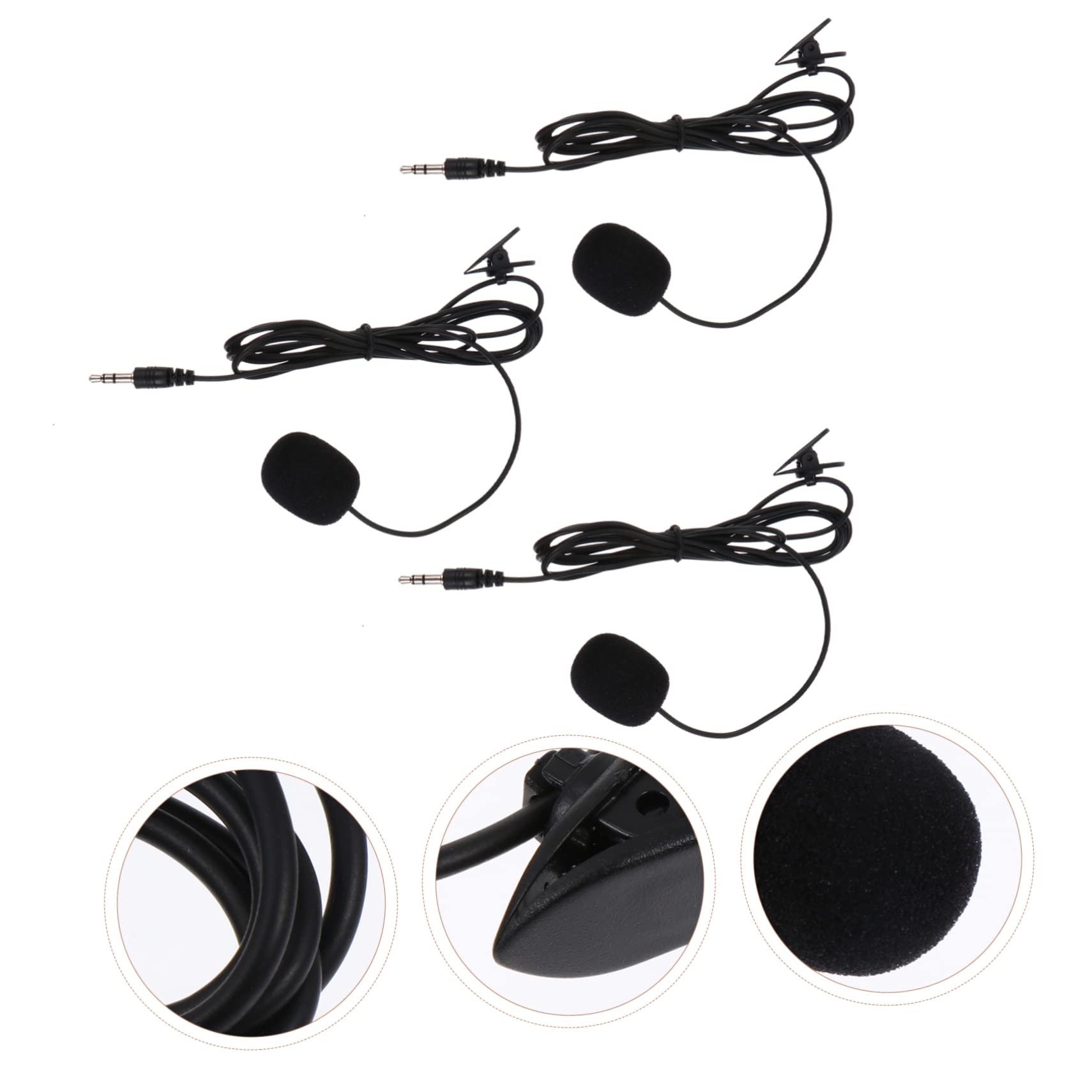 ibasenice 3pcs Lavalier Microphone Mic for Laptop Revers Lavalier Microfoons Lavalier Lapel Microphone Noise Reduction Headset Headphones Mic Recording Microphone Computer PVC Tie Clips