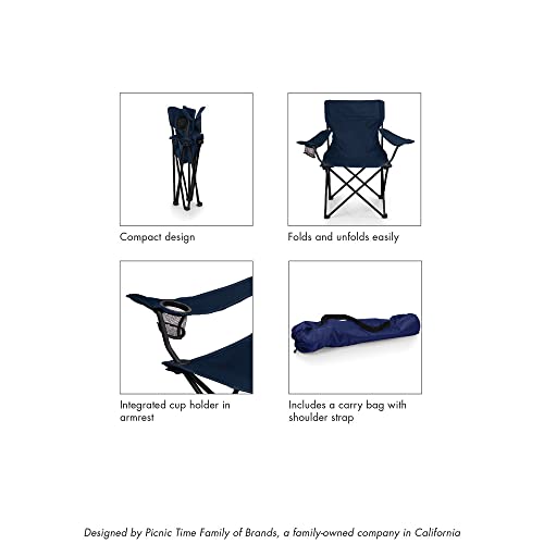 PICNIC TIME NCAA NC State Wolfpack PTZ Camp Chair, Picnic Chair, Beach Chair with Carrying Bag, (Black), 20.5 x 33 x 34