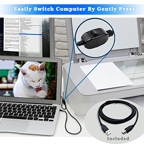 Herfair USB Splitter - 1 in 2 Out USB Splitter Y Cable Printer Cable Splitter, One Female to Two Male USB Cable Printer Splitter for Two Computers, USB 2.0 Share Cable for All USB Peripherals