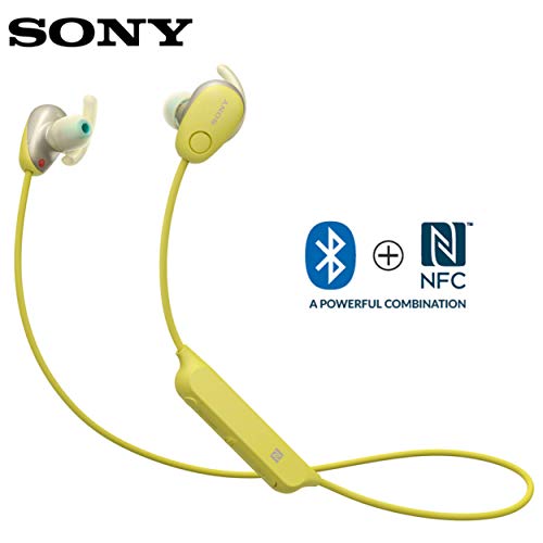 Sony WI-SP600N Premium Waterproof Bluetooth Wireless Extra Bass Sports in-Ear 6 Hr of Playback Headphones/Microphone (International Version) (Yellow)