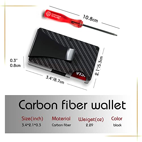 Lywencom Carbon Fiber Wallet,RFID blocking anti-theft card ultra thin cash credit holder black,metal money clip lightweight high classic portable durability (Black)