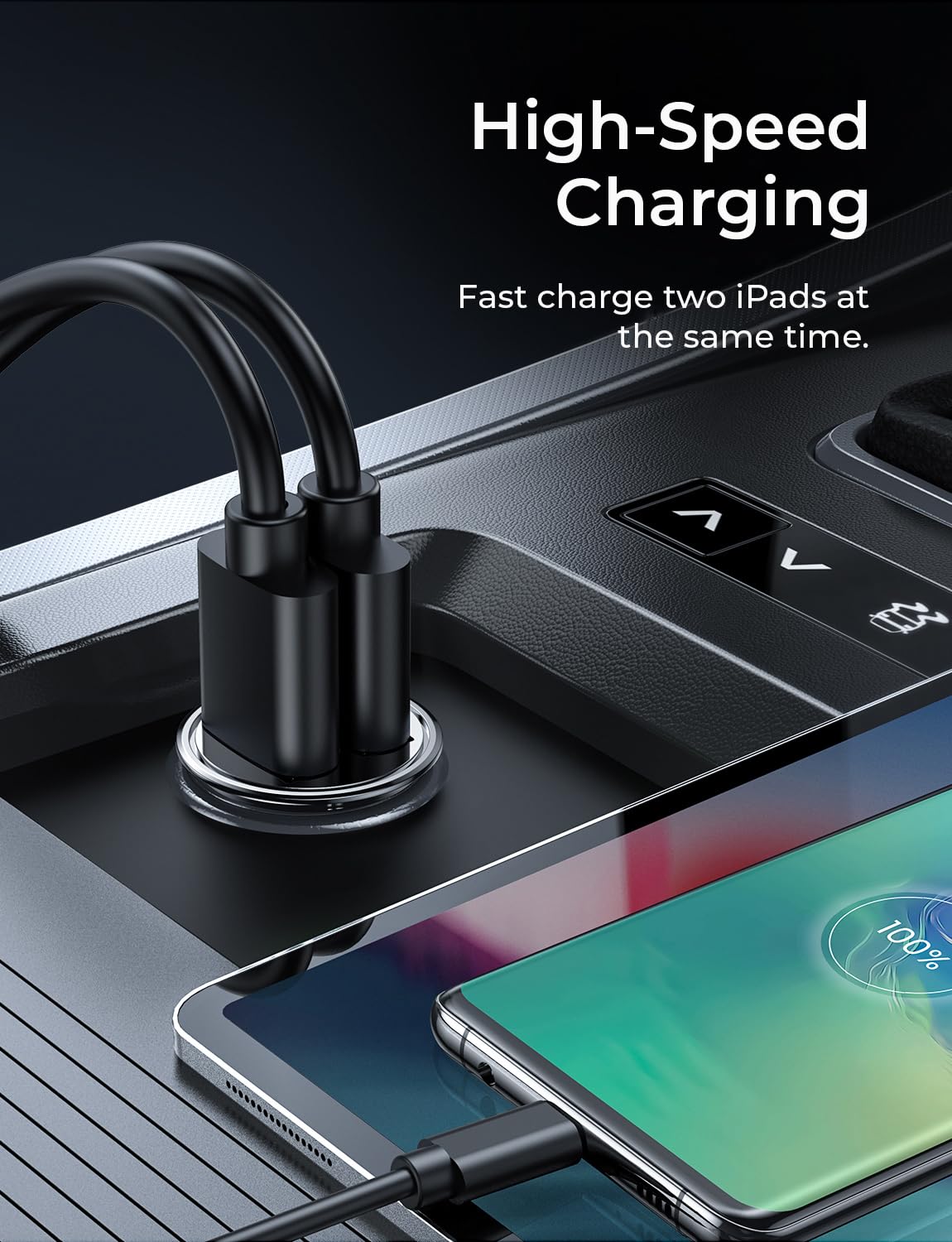 AINOPE Car Charger Adapter【Smallest Metal】 4.8A Cigarette Lighter USB Car Charger Adapter Dual Port 12V USB Outlet Flush Fit for iPhone 16 Pro Max/15/14 iPad Air Samsung Galaxy S25 S24 Ultra,Sliver