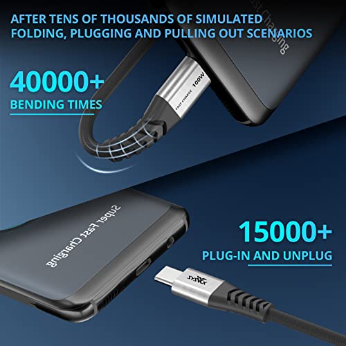 XYYZYZ USB C to USB C Cable 100W [6.6ft 2 Pack] 5A PD QC USBC to USBC Fast Charging Cable Nylon Braided Type C to Type C Cable Compatible with Galaxy S22 MacBook Pro, iPad Pro, iPad Air-Black