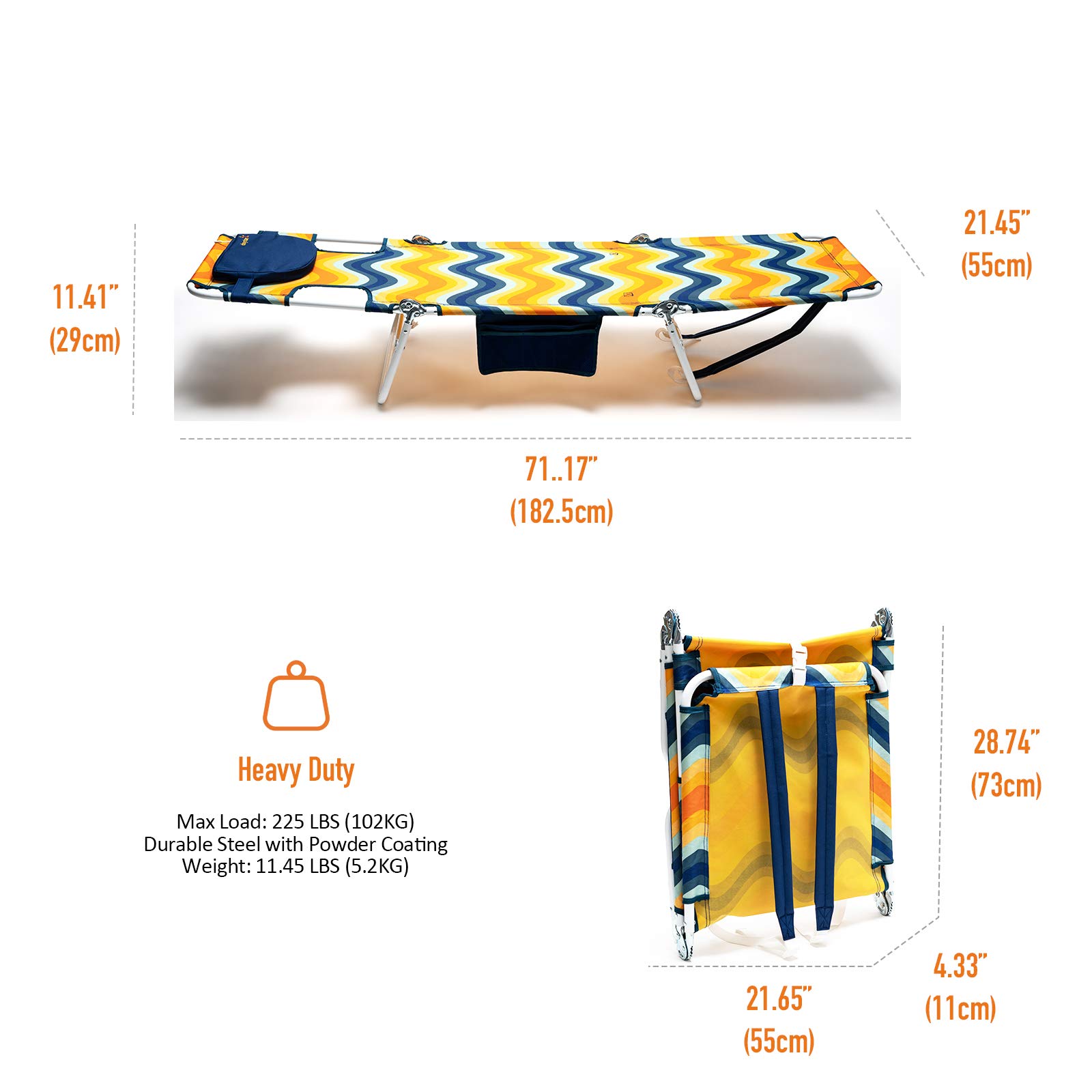SUNNYFEEL Lounge Beach Chair for Adults with Face Hole, Backpack Reclining Beach Chairs Lay Flat, Sun Face Down Tanning Chair, Portable Folding Camping Cot for Outside Pool, Sunbathing, Reading