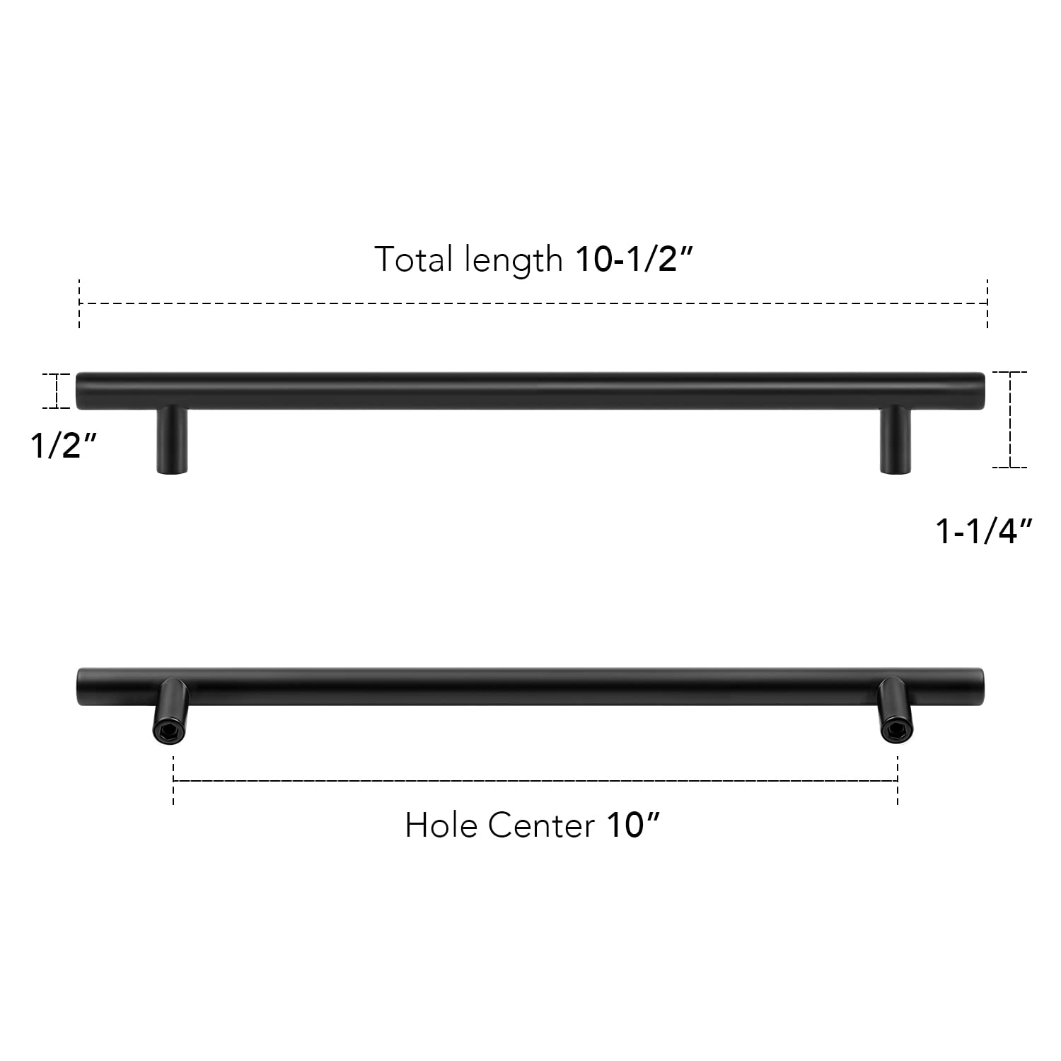 Home Expert 5 Pack 10 Inch Black Cabinet Handles Matte Black Cabinet Pulls Black Dresser Drawer Pulls Stainless Steel Kitchen Cabinet Handles Matte Black 10-1/2 Inch Overall Length