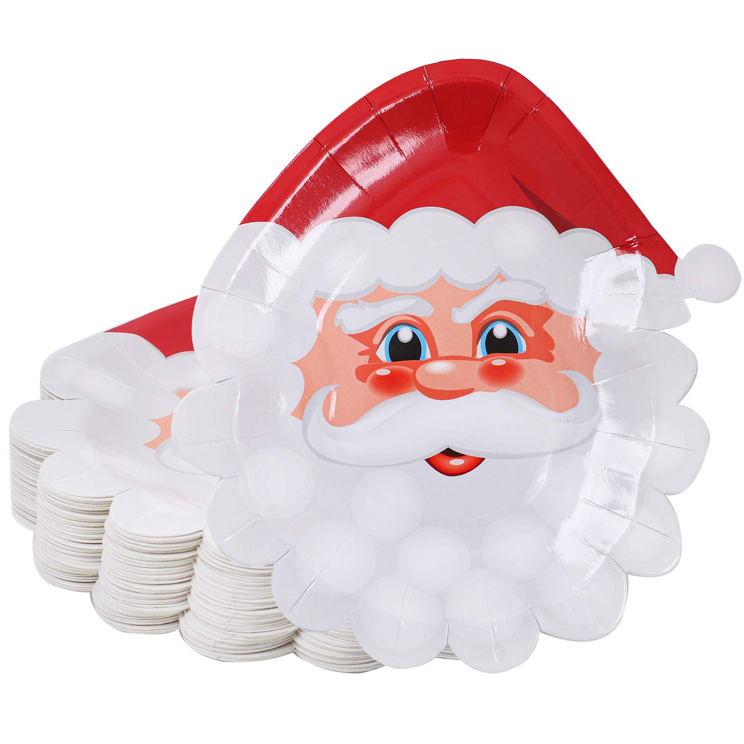 Aneco 50 Pieces Christmas Paper Plates Santa Plates Christmas Party Plates Party Supplies Party Tableware for Christmas Party