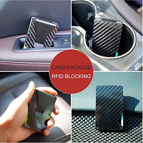 Lywencom Carbon Fiber Wallet,RFID blocking anti-theft card ultra thin cash credit holder black,metal money clip lightweight high classic portable durability (Black)
