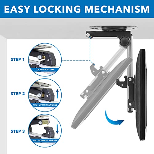 Mount-It! Under Cabinet TV Mount | Folding Ceiling Television Mount Bracket with 90 Degree Retractable Arm | Swivel and Fold Down Compatible with VESA 100x100 mm