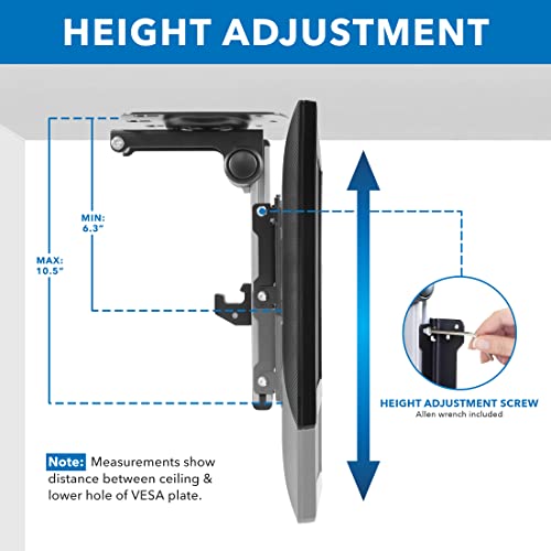 Mount-It! Under Cabinet TV Mount | Folding Ceiling Television Mount Bracket with 90 Degree Retractable Arm | Swivel and Fold Down Compatible with VESA 100x100 mm