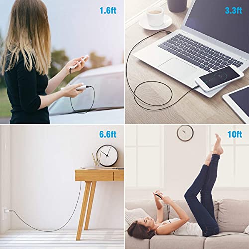 Melonboy 360°&180° Rotation Magnetic Charging Cable[6-Pack, 1.6ft/3.3ft/3.3ft/6.6ft/6.6ft/10ft], Magnetic Phone Charger, 3 in 1 Magnetic Cable Compatible with Micro USB, Type C - Black
