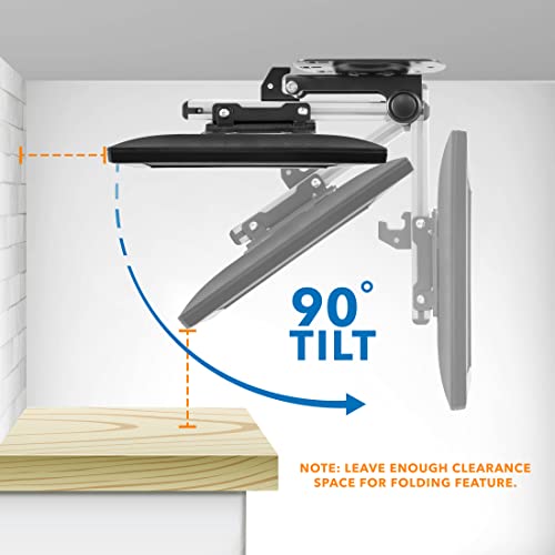 Mount-It! Under Cabinet TV Mount | Folding Ceiling Television Mount Bracket with 90 Degree Retractable Arm | Swivel and Fold Down Compatible with VESA 100x100 mm