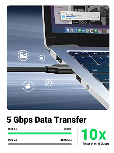 UGREEN USB Extender, USB 3.0 Extension Cable Male to Female USB Cable High-Speed Data Transfer Compatible with Webcam, Gamepad, USB Keyboard, Mouse, Flash Drive, Hard Drive, Oculus VR, Xbox 3 FT
