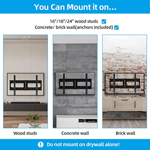 HOME VISION Fixed TV Wall Mount, Low Profile TV Mount for Most 32-75 inch TVs, TV Wall Mount Bracket Max VESA 600X400mm Up to 165lbs Fits 16β-18β-24β Wood Studs, Quick Release Lock