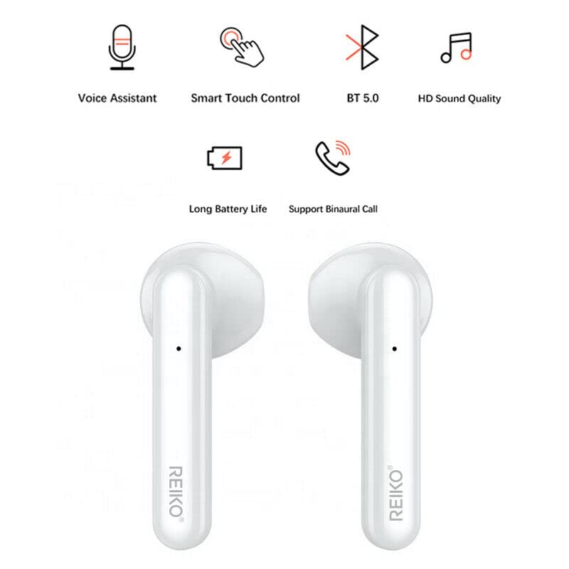 TWS Wireless Bluetooth 5.0 Earbuds with Charging Case for Samsung Galaxy A32 5G in-Ear Earphones Headset with Mic and Touch Control - White