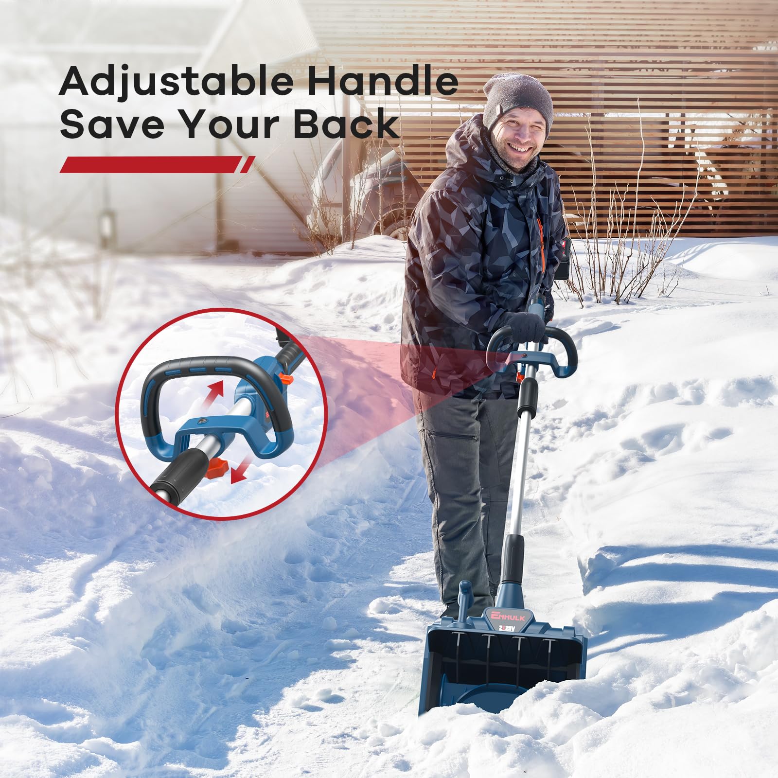 Enhulk Cordless Snow Shovel, 40V | 13-Inch | Cordless Snow Blower, Battery Powered Snow Blower with Directional Plate & Adjustable Front Handle (2 * 20V Battery & Dual Quick Charger Included)