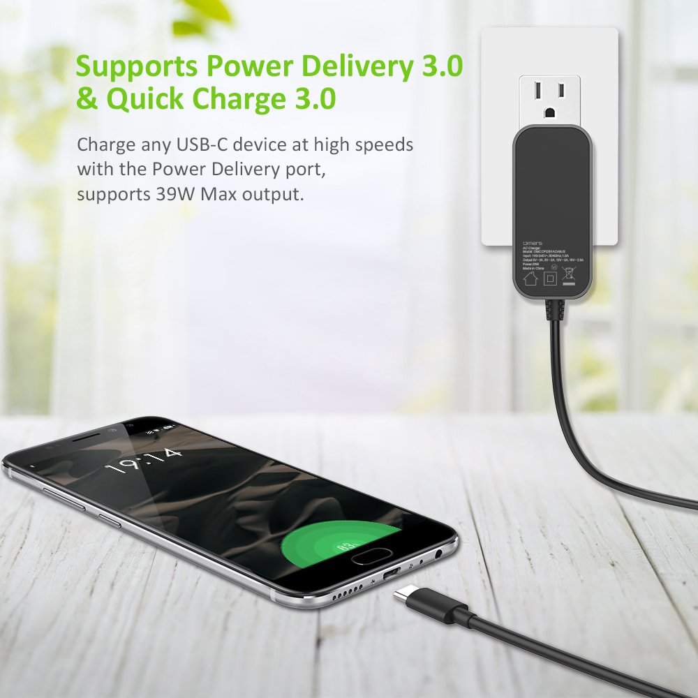 USB C Charger Nintendo Switch, Omars 39W USB Type C Charging Kit Compatible with Nintendo Switch Power Delivery 3.0 & QC 3.0 Fast Charging Power Kit Supports TV Mode and Dock Station (6 ft)