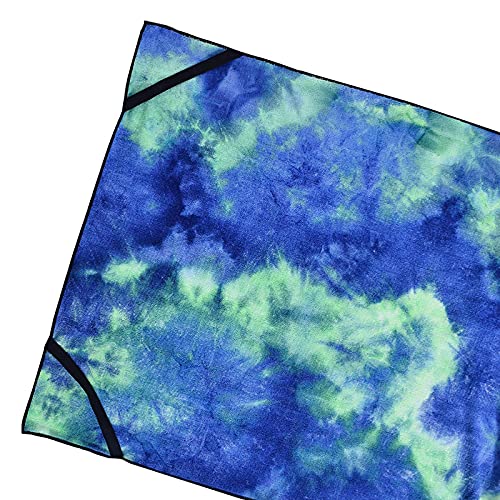 Wensdr Beach Chair Cover with Side Pockets Pool Towel Chaise Lounge Cover Microfiber Tie Dye Beach Towel for Holidays, Sunbathing (Blue)