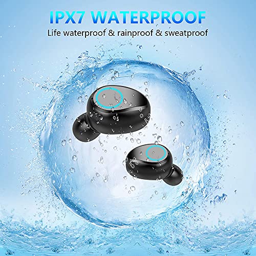 VOLT+ Plus TECH Slim Travel Wireless V5.1 Earbuds Compatible with Redmi Note 12 Pro+ Updated Micro Thin Case with Quad Mic 8D Bass IPX7 Waterproof/Sweatproof (Black)