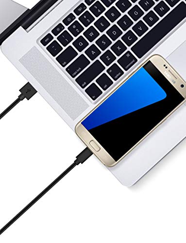 TALK WORKS Micro USB Cable 3 Pack 6ft Long Android Phone Charger Braided Heavy Duty Fast Charging Cord for Samsung Galaxy S6 / S7, Tablet, Bluetooth Speaker, Wireless Earbuds Headphones - Black