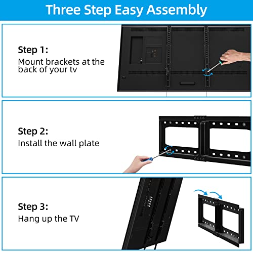 HOME VISION Fixed TV Wall Mount, Low Profile TV Mount for Most 32-75 inch TVs, TV Wall Mount Bracket Max VESA 600X400mm Up to 165lbs Fits 16β-18β-24β Wood Studs, Quick Release Lock