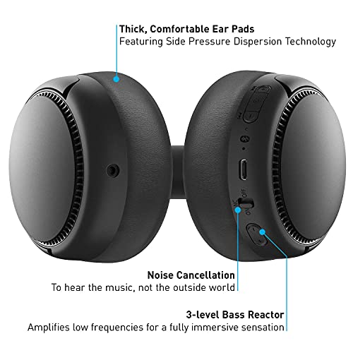Panasonic RB-M700B Deep Bass Wireless Bluetooth Immersive Headphones with XBS DEEP, Bass Reactor and Noise Cancelling (Black) (Renewed)