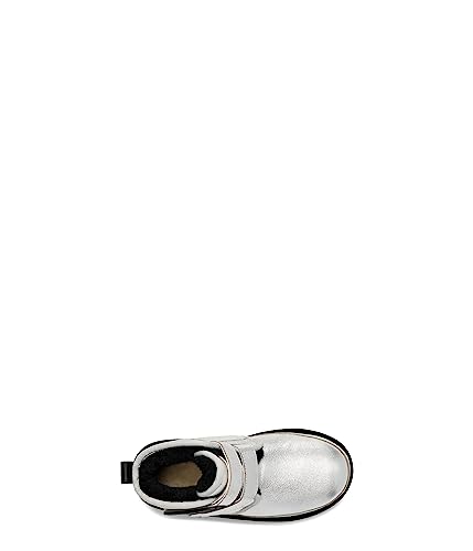 UGG Unisex-Child Neumel Platform Leather Boot, Silver Metallic, 4 Big Kid