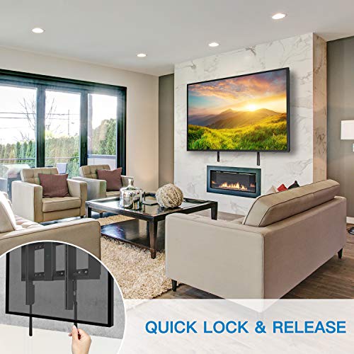 PERLESMITH Fixed TV Wall Mount Bracket Low Profile for 32-82 inch LED, LCD, and OLED Flat Screen TVs - Fits 16β- 24β Wood Studs, Fixed TV Mount with VESA 600 x 400mm Holds up to132lbs (PSLLK1), Black